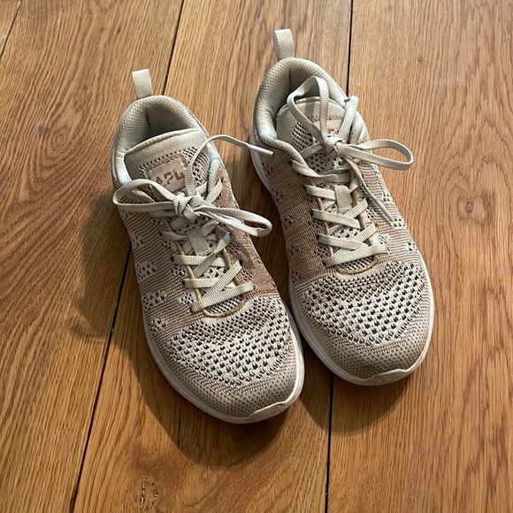 APL | Shoes | Apl Techloom Sneakers White And Rose Gold Glitter | Poshmark